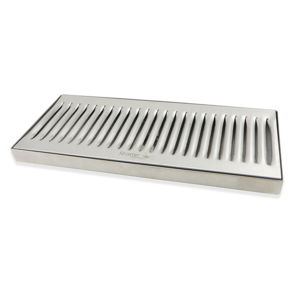 Stainless Steel Surface Mount Drip Tray with Drain - 12" x 5" x 3/4 ...
