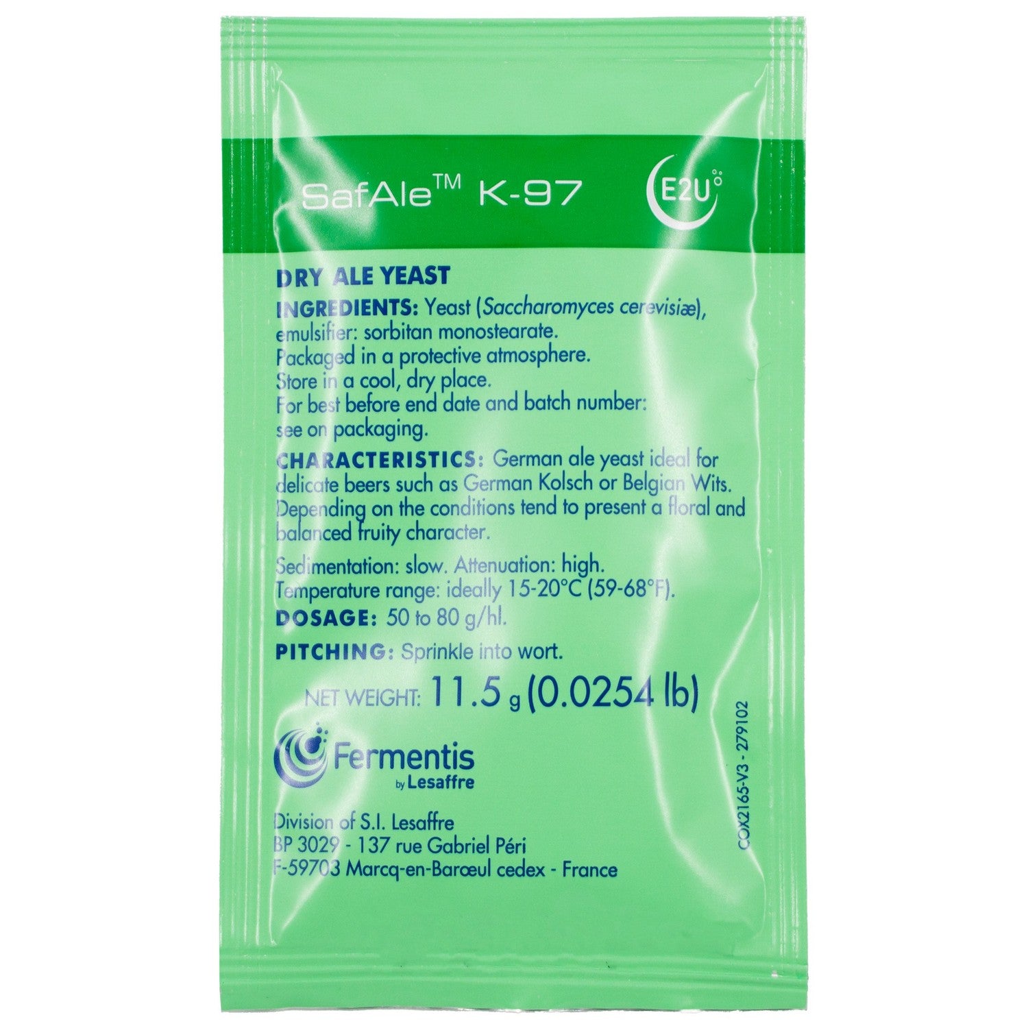 Fermentis Safale K-97 Kolsch Dry Ale Yeast - Dry Yeast (11.5 g ...